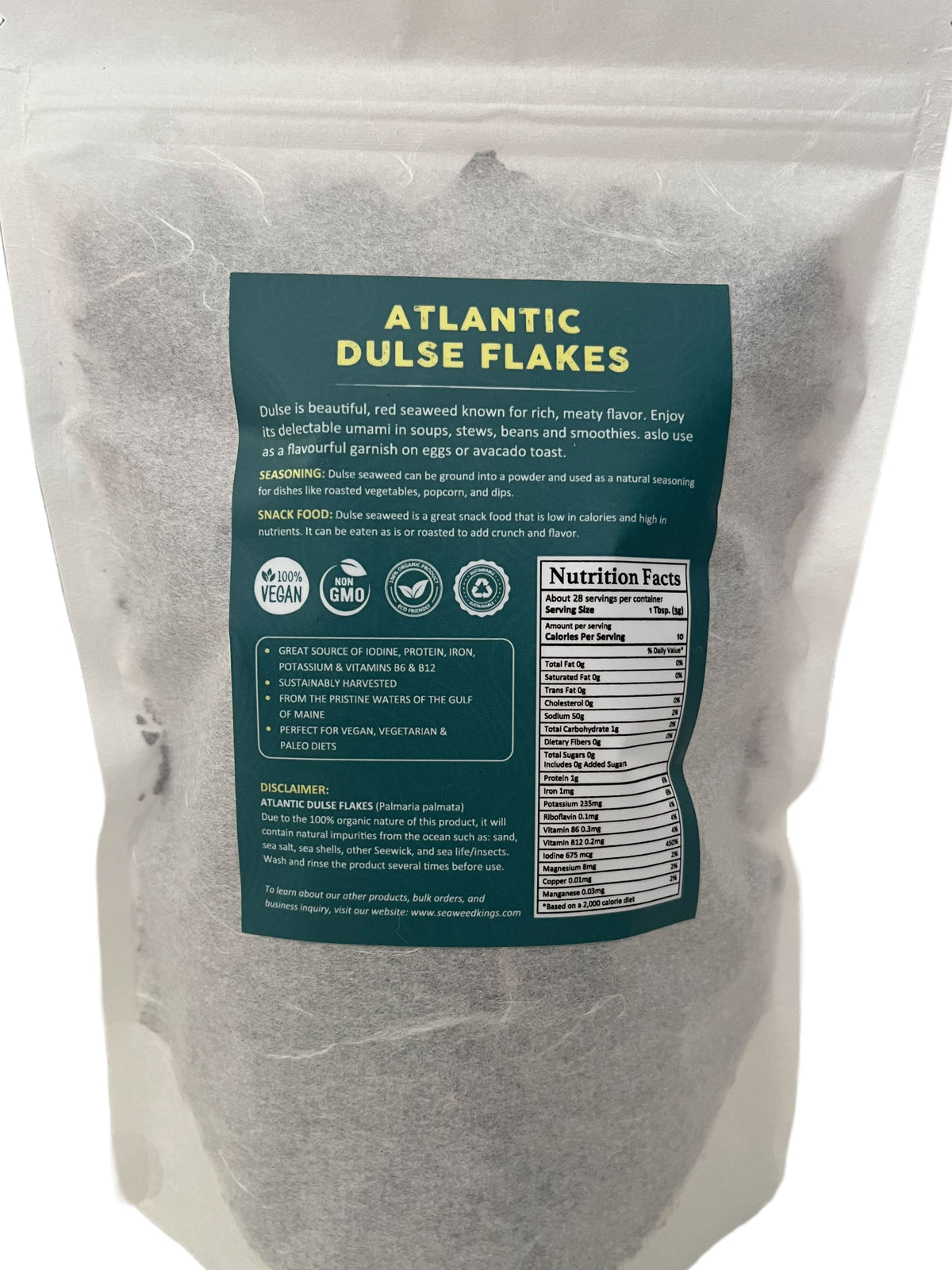Atlantic Dulse Flakes - 100% Organic and wildcrafted Sourced Maine ...